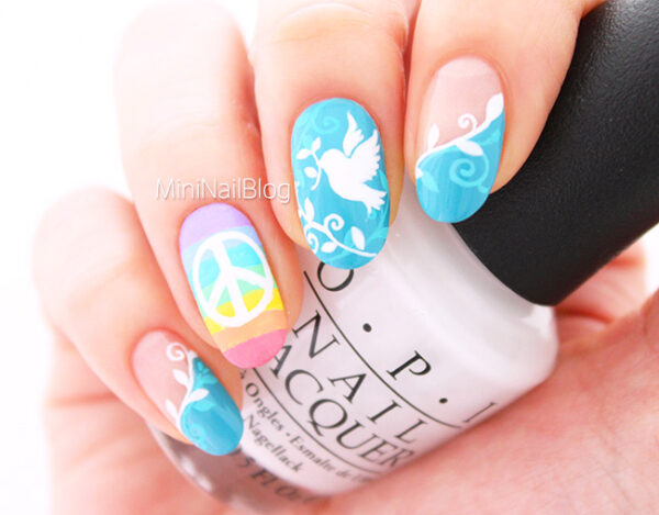 Peace Flag Nail Art - nailbees