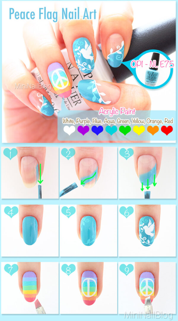 Peace Flag Nail Art - nailbees