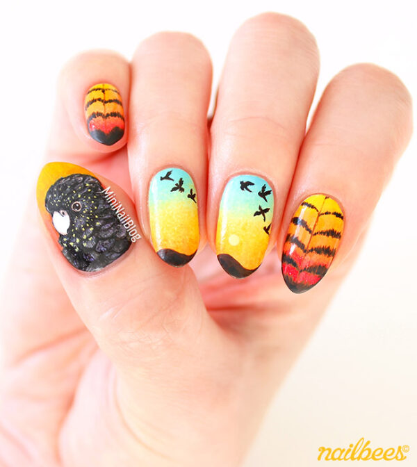 Red Tailed Black Cockatoo Nail Art - nailbees