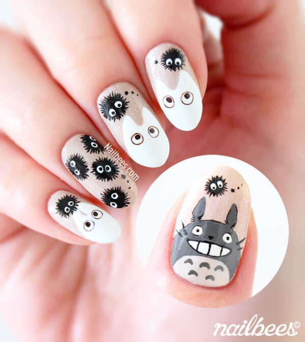 Totoro Inspired Nail Art - nailbees