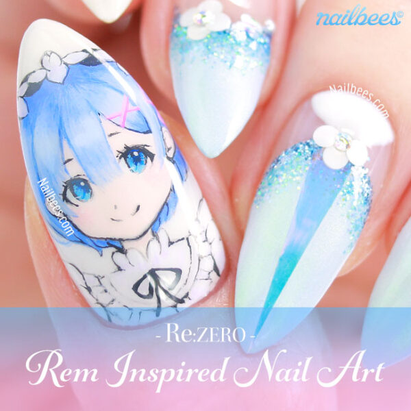 Re:Zero Rem Nail Art - nailbees